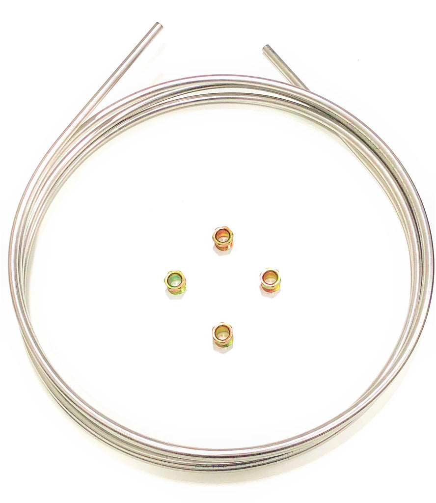 Stainless Brake Line Tube Coil Roll 3/8" 16 ft w/ 4 - Steel SAE Fittin ...