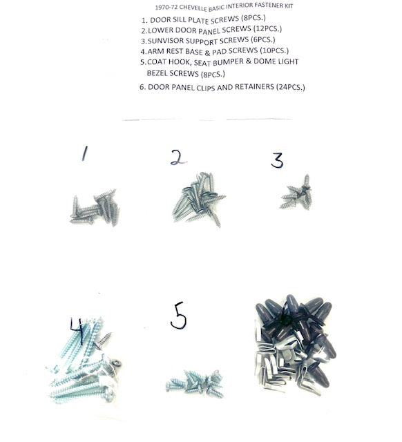 Chevelle & Malibu Interior Fastener Kit – TheStopShopParts